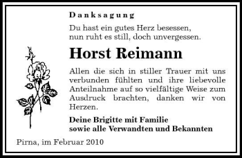 Traueranzeigen von Horst Reimann | trauer-anzeigen.de