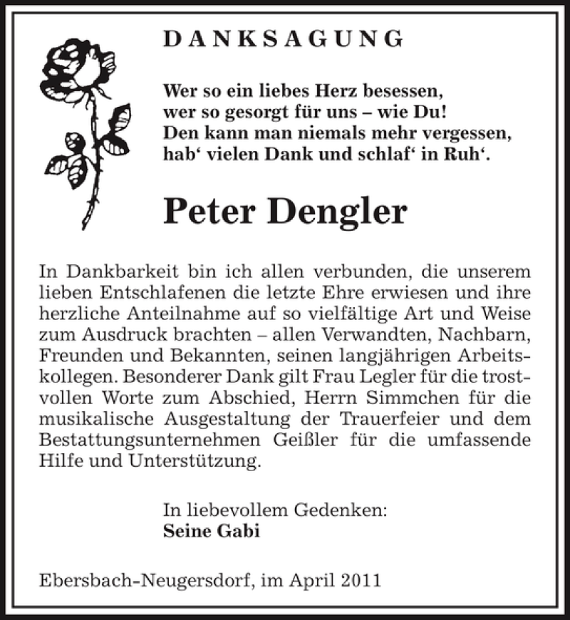 Traueranzeigen von Peter Dengler | trauer-anzeigen.de