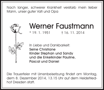 Traueranzeigen von Werner Faustmann | trauer-anzeigen.de