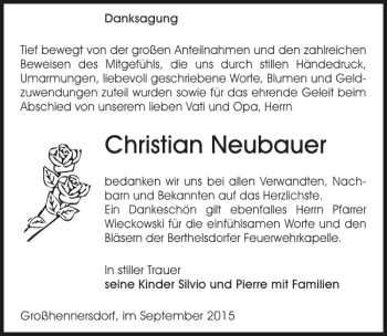 Traueranzeigen von Christian Neubauer | trauer-anzeigen.de