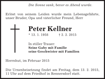 Traueranzeigen von Peter Kellner | trauer-anzeigen.de