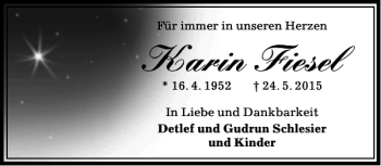 Traueranzeigen von Karin Fiesel | trauer-anzeigen.de
