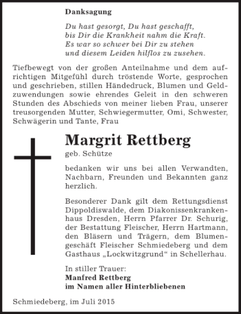 Traueranzeigen von Margrit Rettberg | trauer-anzeigen.de