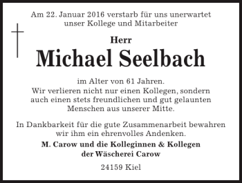 Traueranzeigen von Michael Seelbach | trauer-anzeigen.de