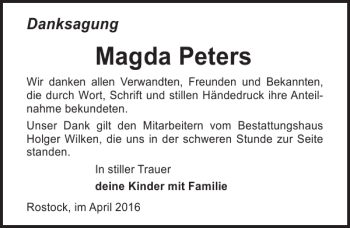 Traueranzeigen von Magda Peters | trauer-anzeigen.de