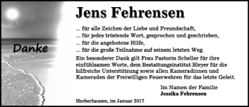 Traueranzeigen von Jens Fehrensen | trauer-anzeigen.de