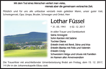 Traueranzeigen von Lothar Füssel | trauer-anzeigen.de