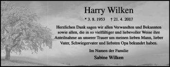 Traueranzeigen von Harry Wilken | trauer-anzeigen.de