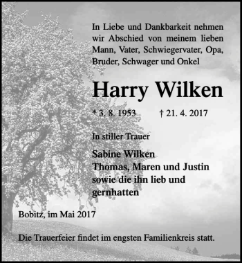 Traueranzeigen von Harry Wilken | trauer-anzeigen.de