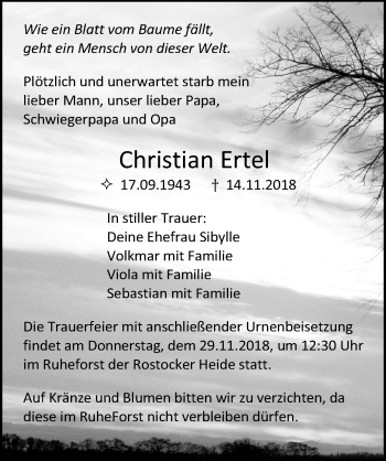 Traueranzeigen von Christian Ertel | trauer-anzeigen.de