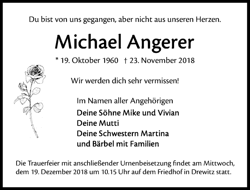 Traueranzeigen von Michael Angerer | trauer-anzeigen.de