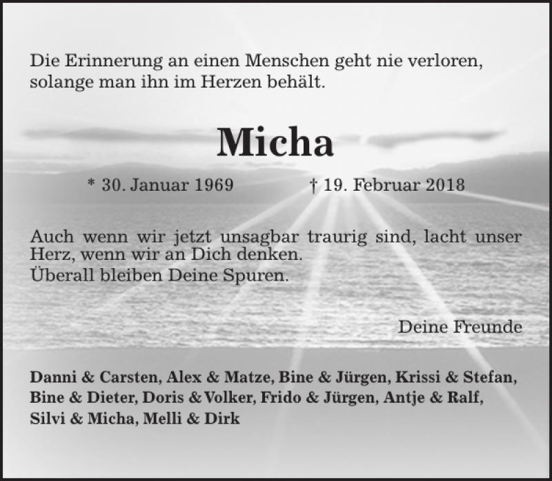 Traueranzeigen von Michael Gerk | trauer-anzeigen.de