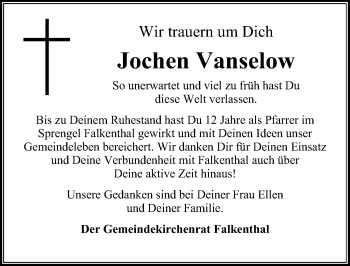 Traueranzeigen von Jochen Vanselow | trauer-anzeigen.de