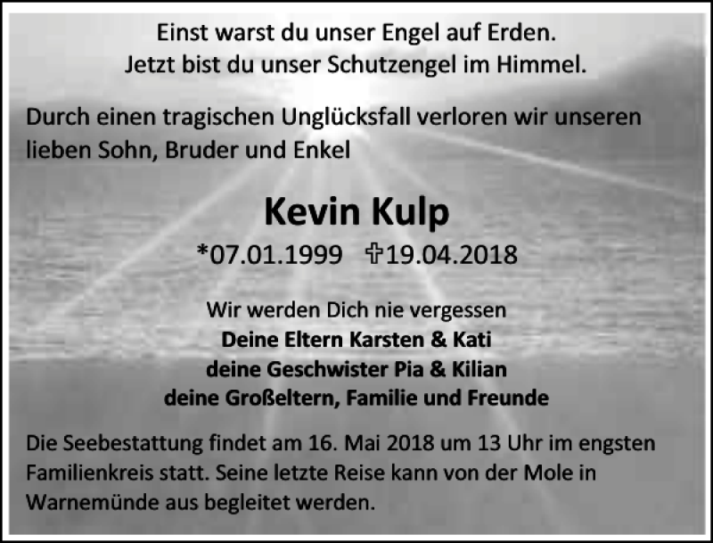 Traueranzeigen von Kevin Kulp | trauer-anzeigen.de