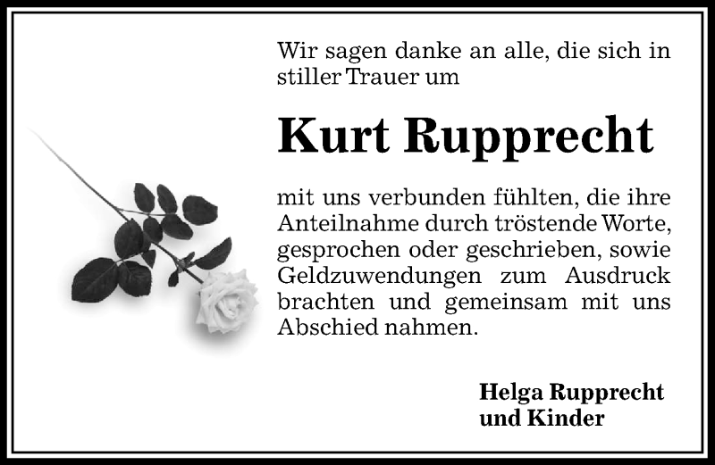 Traueranzeigen von Kurt Rupprecht | trauer-anzeigen.de
