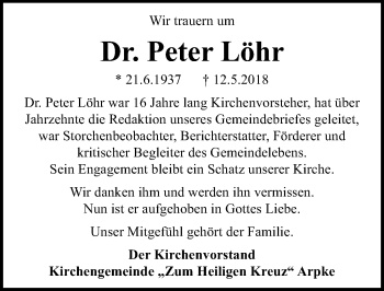 Traueranzeigen von Peter Löhr | trauer-anzeigen.de