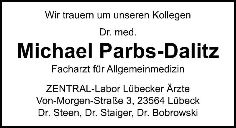 Traueranzeigen von Michael Parbs-Dalitz | trauer-anzeigen.de
