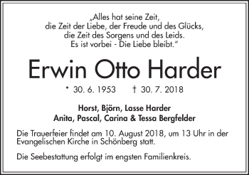 Traueranzeigen von Erwin Otto Harder | trauer-anzeigen.de