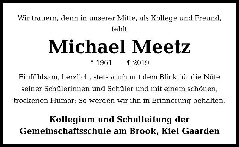 Traueranzeigen von Michael Meetz | trauer-anzeigen.de