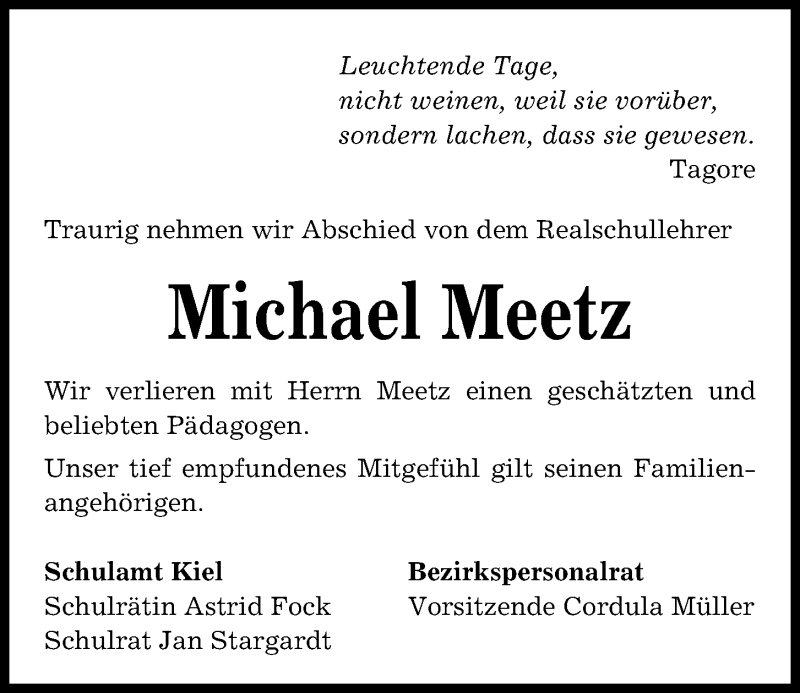 Traueranzeigen von Michael Meetz | trauer-anzeigen.de