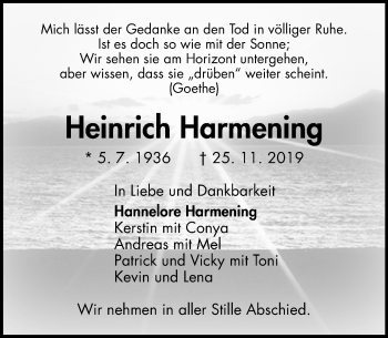 Traueranzeigen von Heinrich Harmening | trauer-anzeigen.de