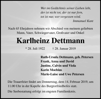 Traueranzeigen von Karlheinz Dettmann | trauer-anzeigen.de