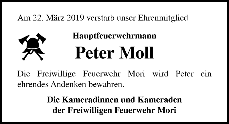 Traueranzeigen von Peter Moll | trauer-anzeigen.de
