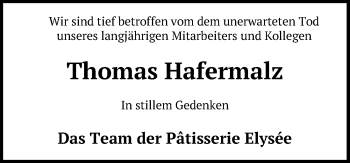 Traueranzeigen von Thomas Hafermalz | trauer-anzeigen.de