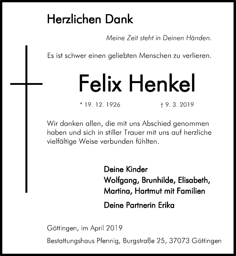 Traueranzeigen von Felix Henkel | trauer-anzeigen.de