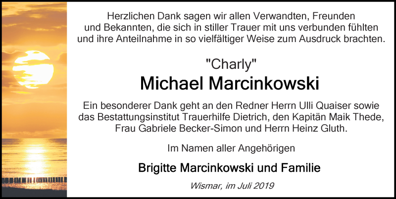 Traueranzeigen von Michael Marcinkowski | trauer-anzeigen.de