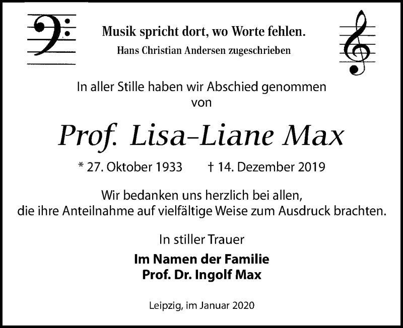 Traueranzeigen von Lisa-Liane Max | trauer-anzeigen.de