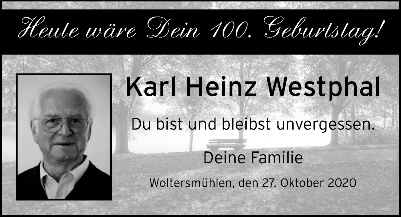 Traueranzeigen von Karl Heinz Westphal | trauer-anzeigen.de