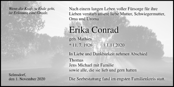 Traueranzeigen von Erika Conrad | trauer-anzeigen.de