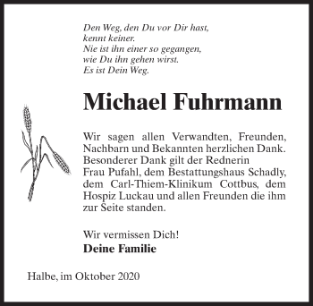 Traueranzeigen von Michael Fuhrmann | trauer-anzeigen.de