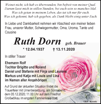 Traueranzeigen von Ruth Dorn | trauer-anzeigen.de