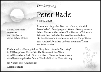 Traueranzeigen von Peter Bade | trauer-anzeigen.de