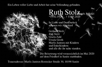 Traueranzeigen von Ruth Stolz | trauer-anzeigen.de