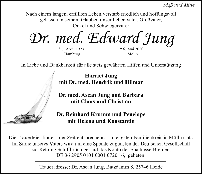 Traueranzeigen von Edward Jung | trauer-anzeigen.de