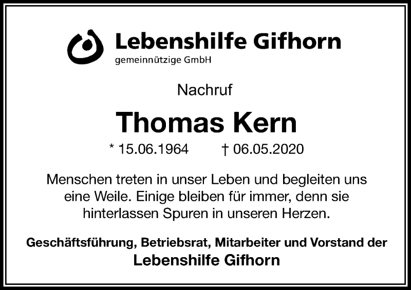 Traueranzeigen von Thomas Kern | trauer-anzeigen.de
