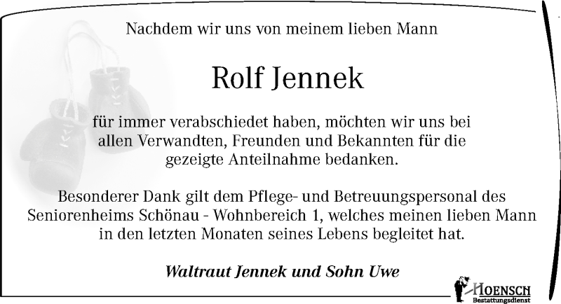 Traueranzeigen von Rolf Jennek | trauer-anzeigen.de