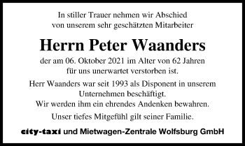 Traueranzeigen von Peter Waanders | trauer-anzeigen.de