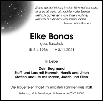 Traueranzeigen von Elke Bonas | trauer-anzeigen.de