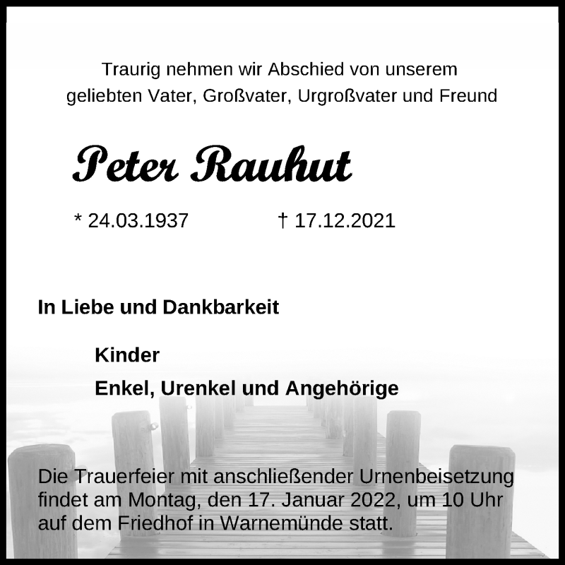 Traueranzeigen von Peter Rauhut | trauer-anzeigen.de