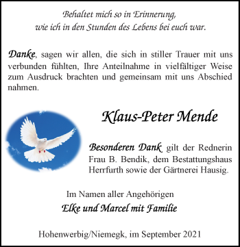 Traueranzeigen von Klaus-Peter Mende | trauer-anzeigen.de