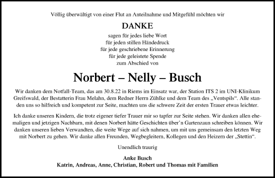 Traueranzeigen von Norbert Busch | trauer-anzeigen.de