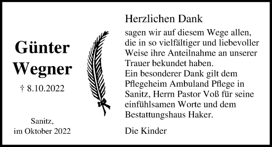 Traueranzeigen von Günter Wegener | trauer-anzeigen.de