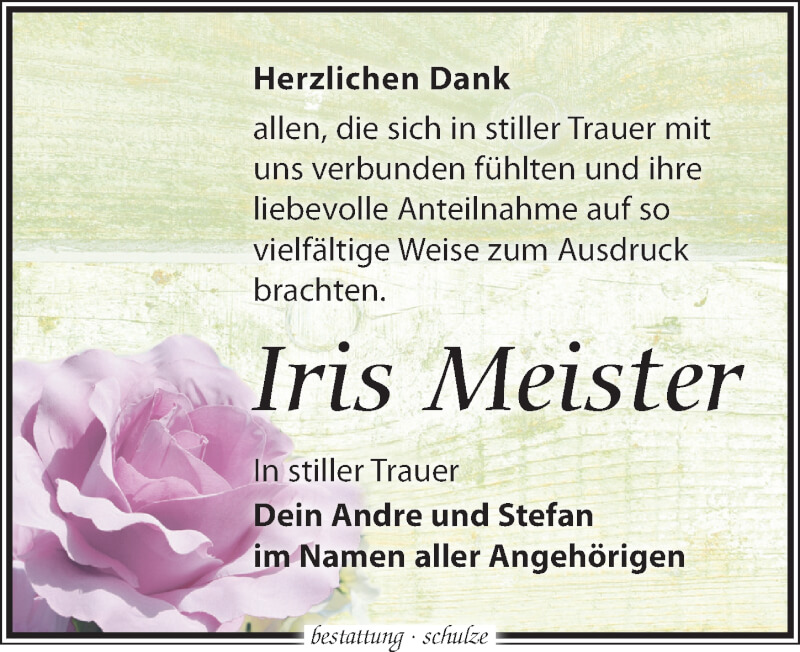 Traueranzeigen von Iris Meister | trauer-anzeigen.de