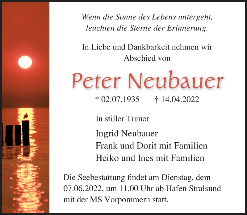 Traueranzeigen von Peter Neubauer | trauer-anzeigen.de