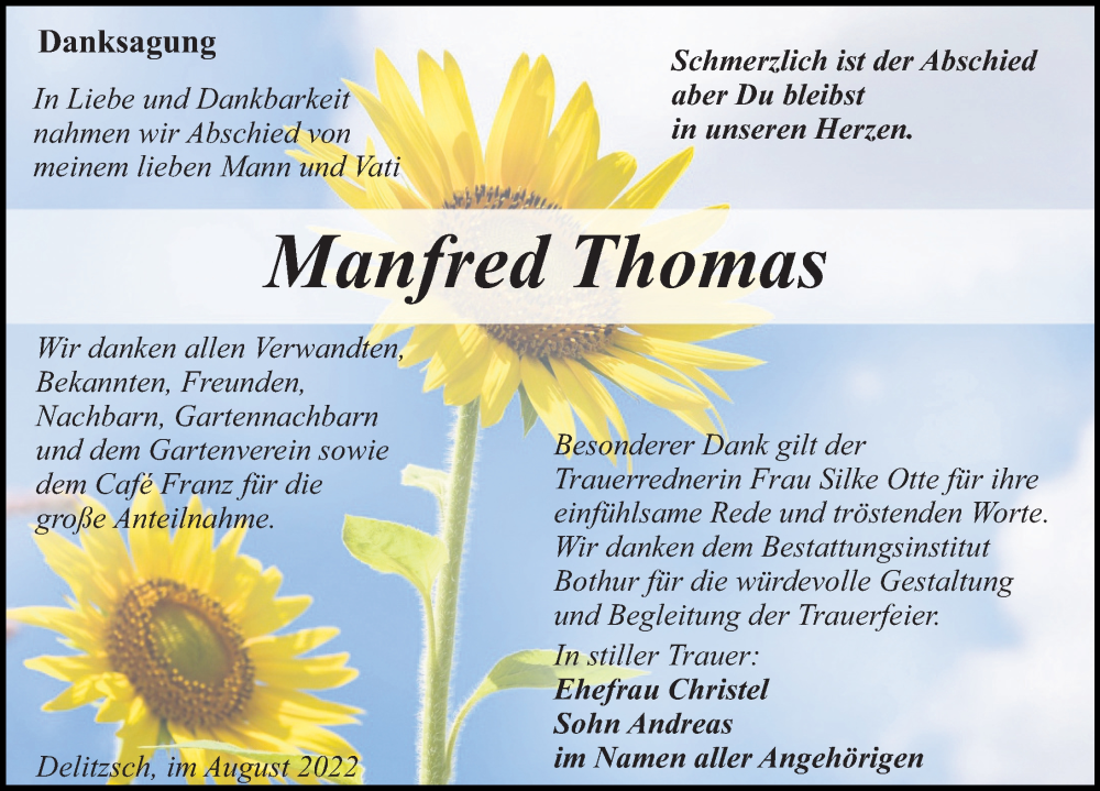 Traueranzeigen von Manfred Thomas | trauer-anzeigen.de