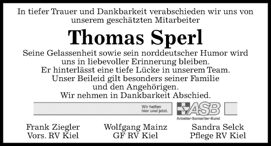Traueranzeigen von Thomas Sperl | trauer-anzeigen.de